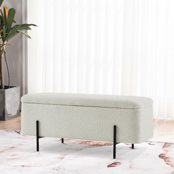 Latitude Run® Jezell Upholstered Flip Top Storage Bench Teddy Fabric